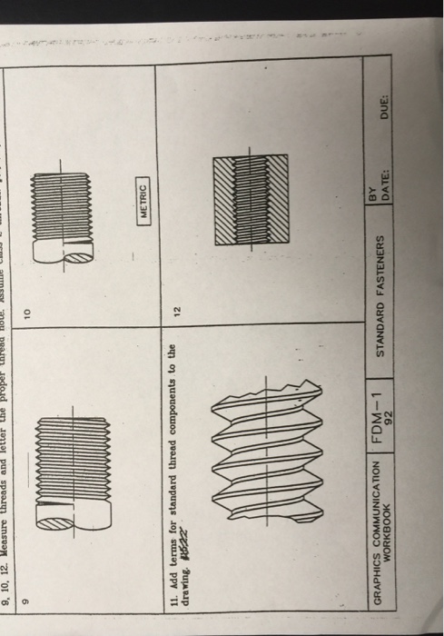 Solved 9, 10, 12. Measure threads and letter the proper | Chegg.com