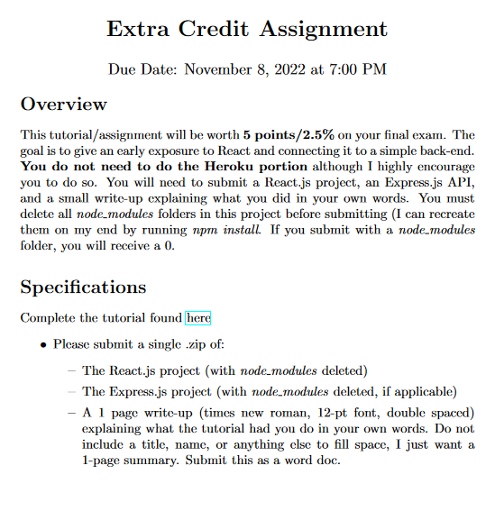 Solved Extra Credit Assignment Due Date: November 8, 2022 at | Chegg.com