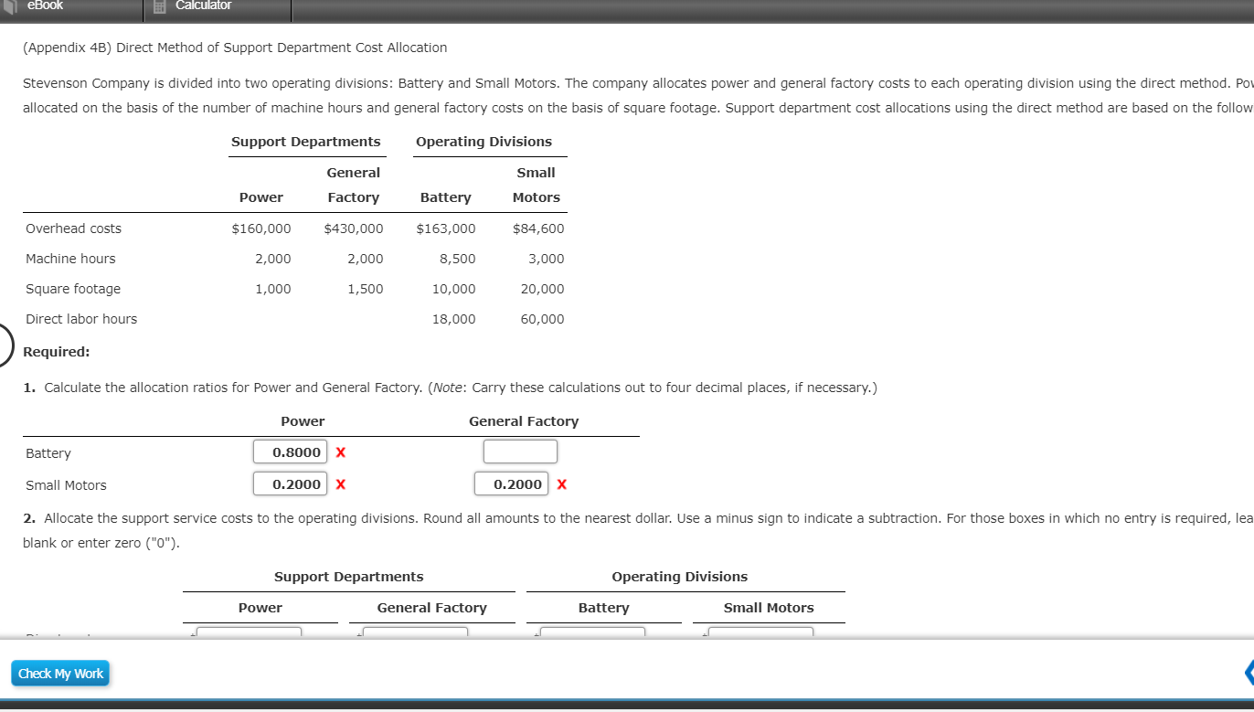 Solved eBook Calculator (Appendix 4B) Direct Method of | Chegg.com