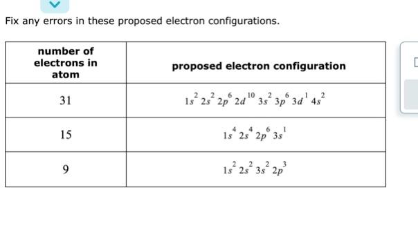 Solved Fix any errors in these proposed electron | Chegg.com