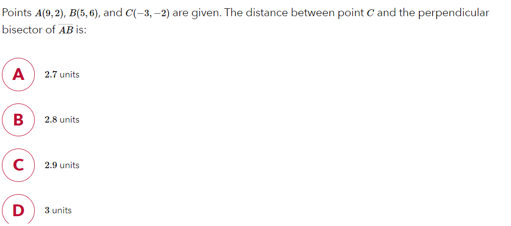 Solved Points A(9,2), B(5,6), and C(-3, -2) are given. The | Chegg.com