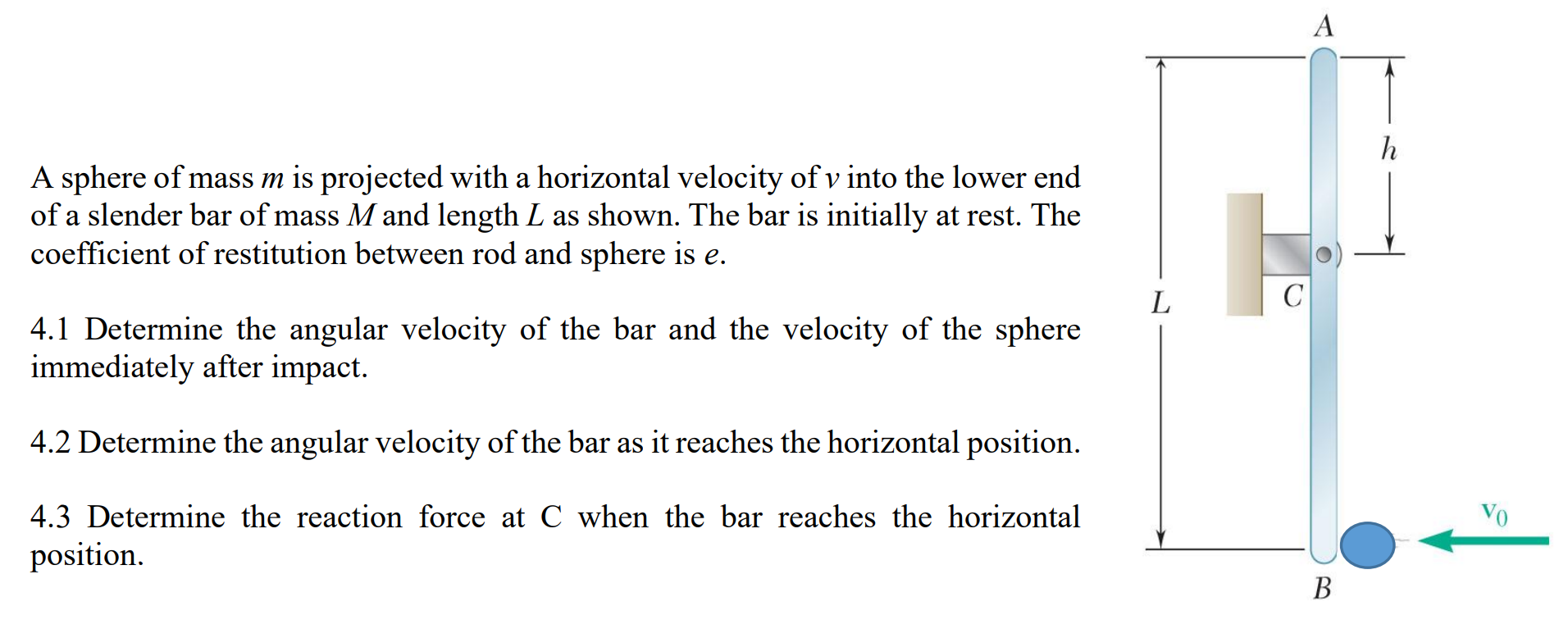 Solved A sphere of mass m is projected with a horizontal | Chegg.com