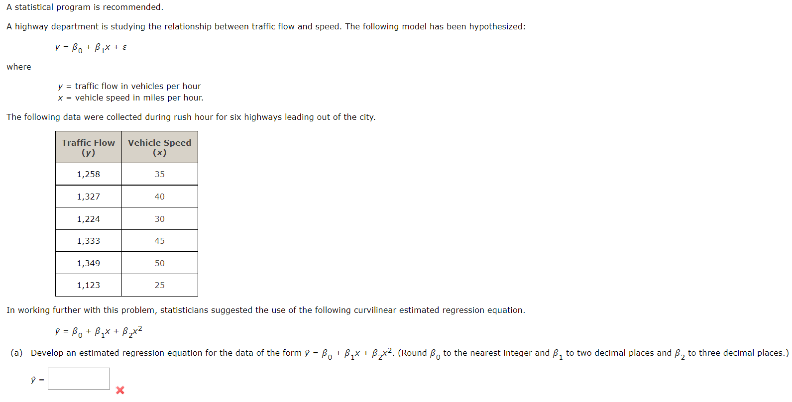 Solved A statistical program is recommended. A highway | Chegg.com
