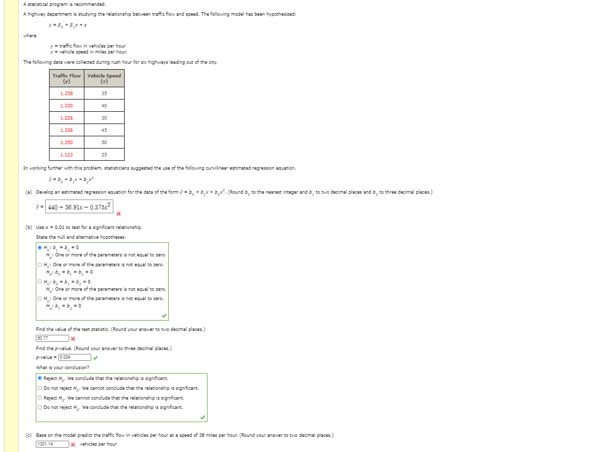 Solved A statistical program is recommended. A highway | Chegg.com