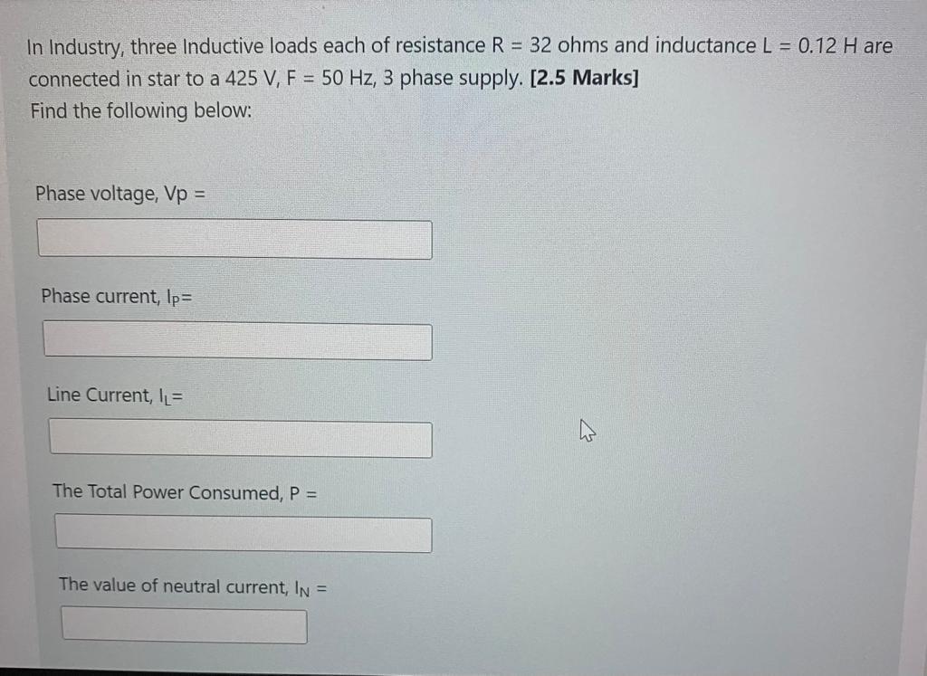 Solved In Industry, three Inductive loads each of resistance | Chegg.com