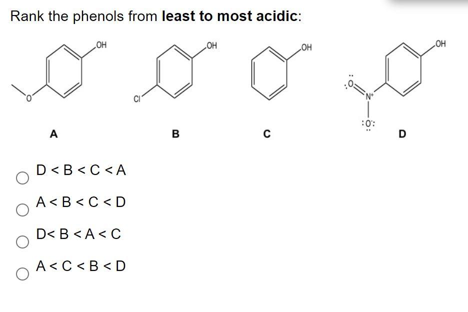 Solved Rank the phenols from least to most acidic: LOH OH OH | Chegg.com