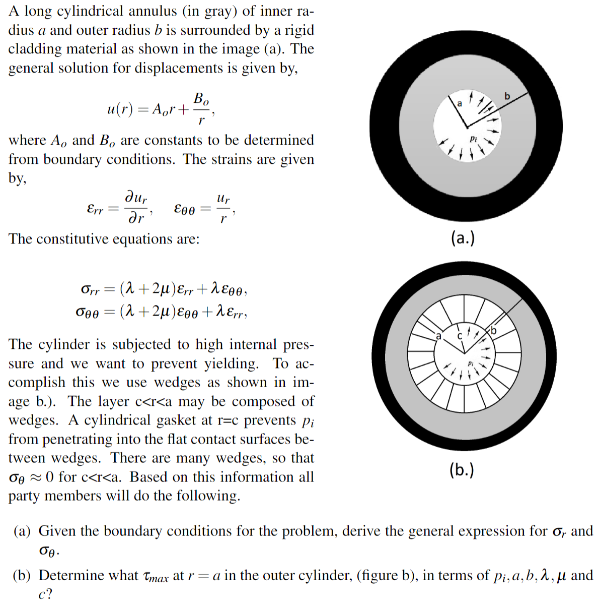 Solved A long cylindrical annulus (in gray) of inner radius | Chegg.com