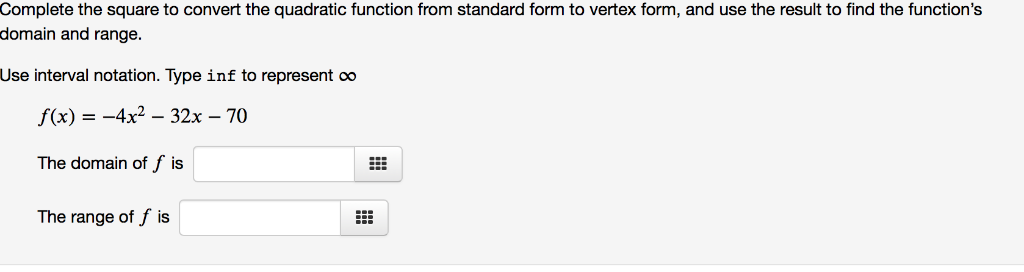 Solved Complete the square to convert the quadratic function | Chegg.com