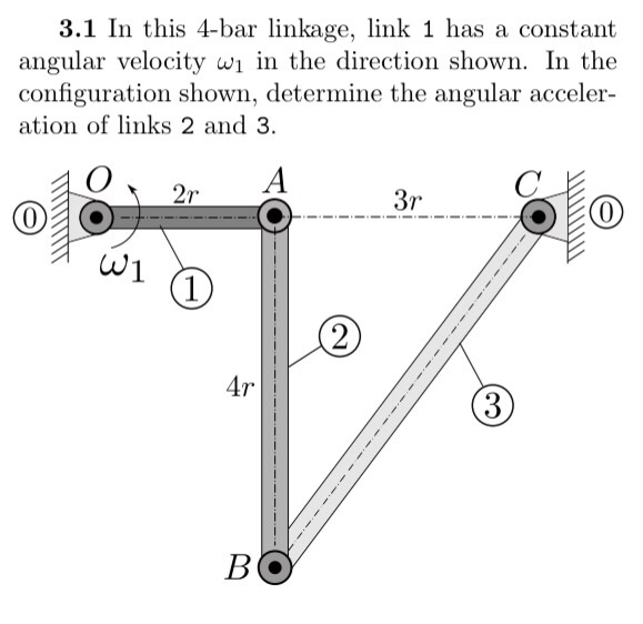 Solved In this 4-bar linkage, link 1 has a constant angular | Chegg.com