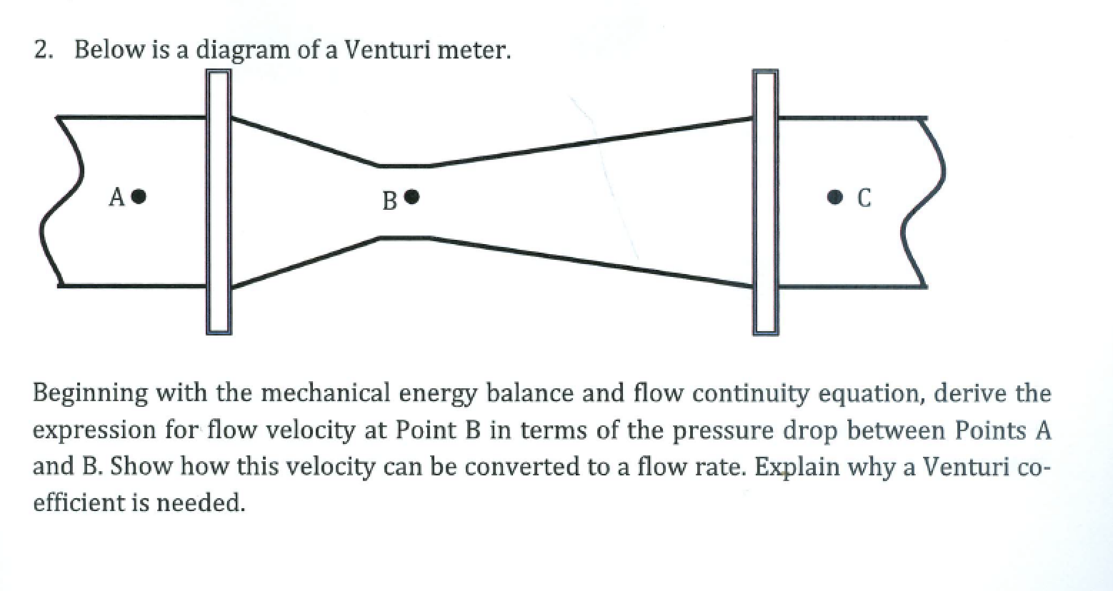 Solved 2. Below is a diagram of a Venturi meter. В. | Chegg.com
