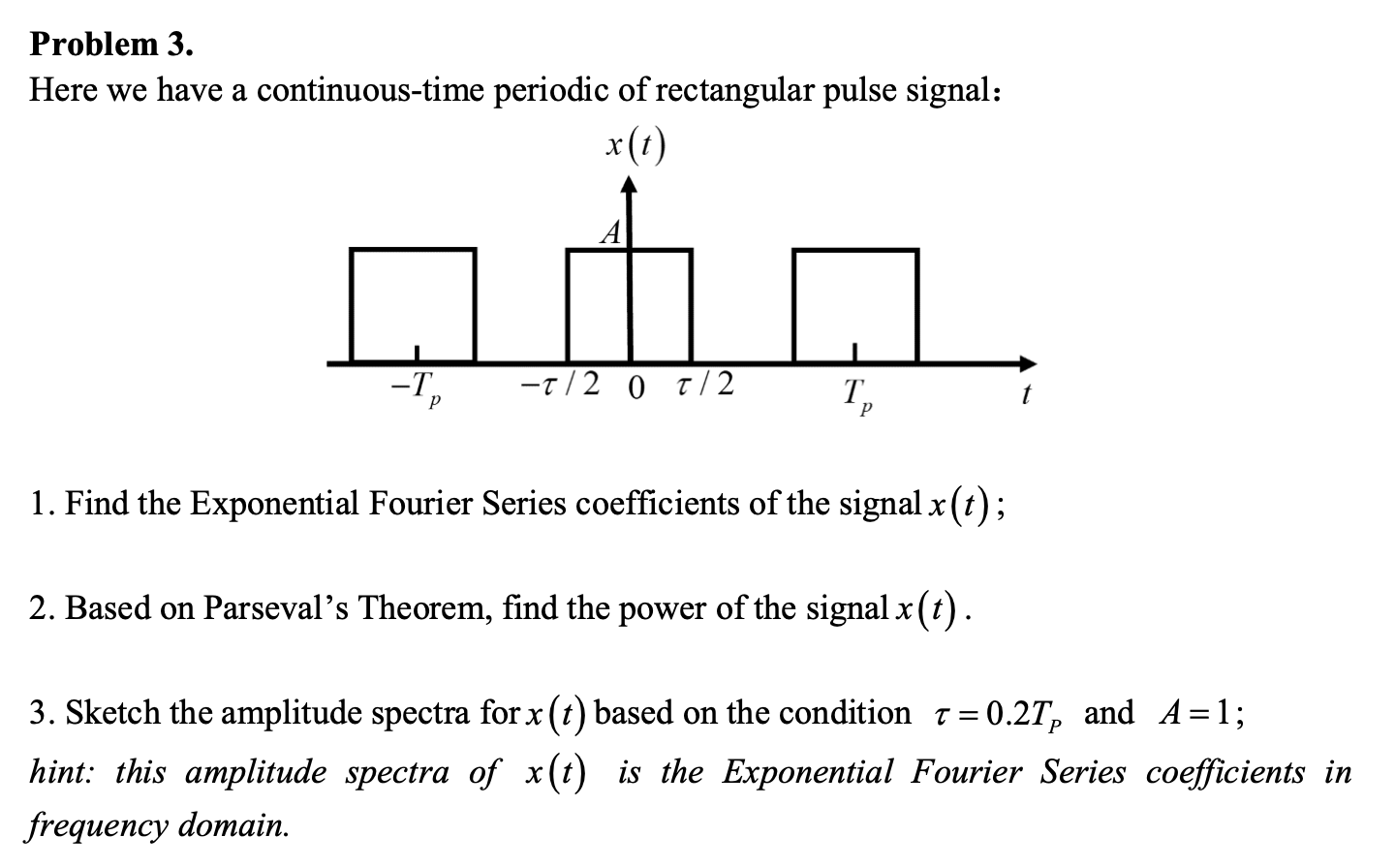 Solved Problem 3. Here we have a continuous-time periodic of | Chegg.com