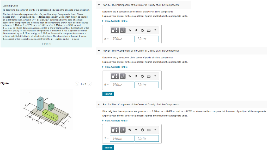 Solved Part A The x Component of the Center of Gravity of | Chegg.com