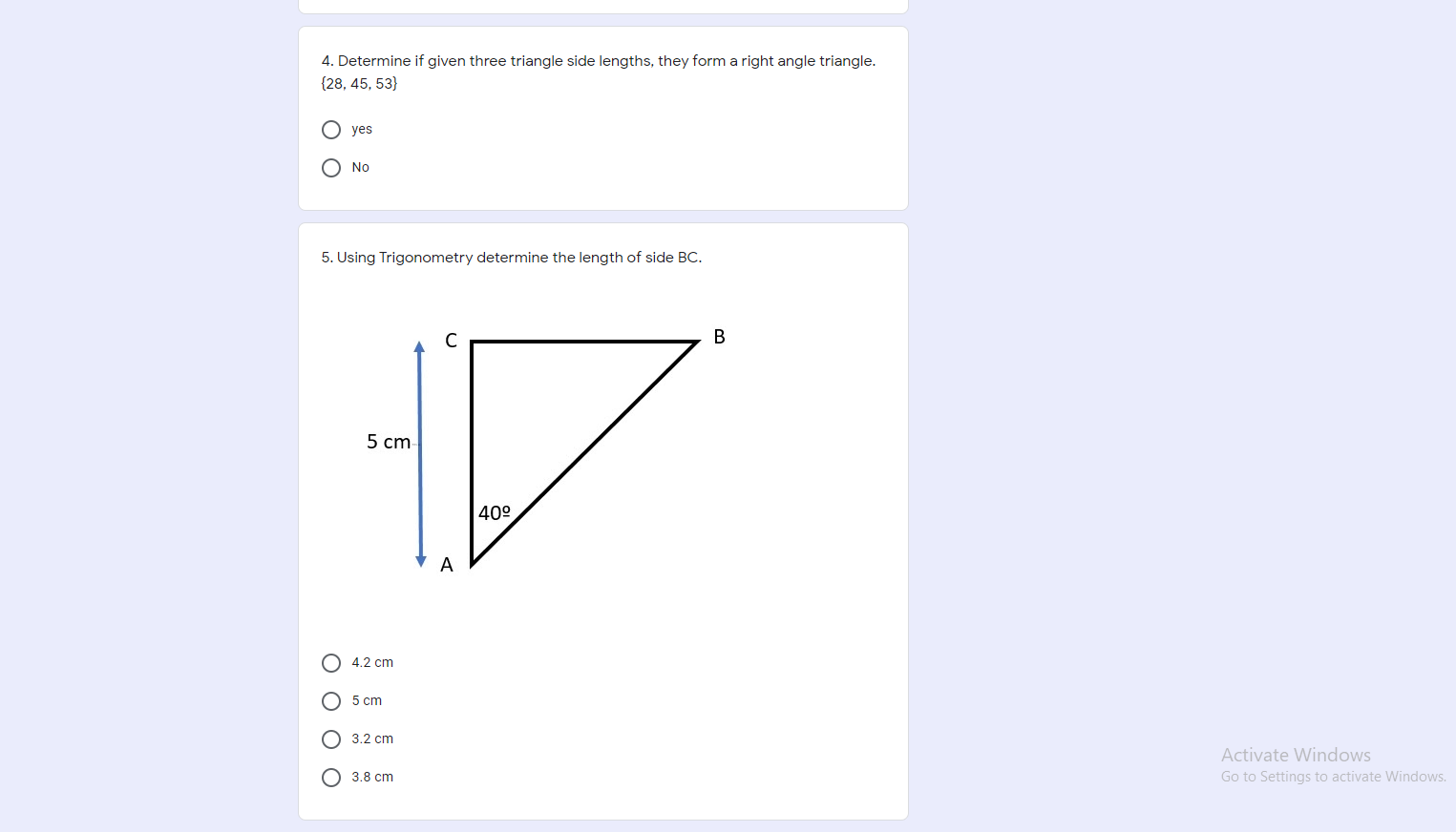 Solved 4. Determine if given three triangle side lengths, | Chegg.com