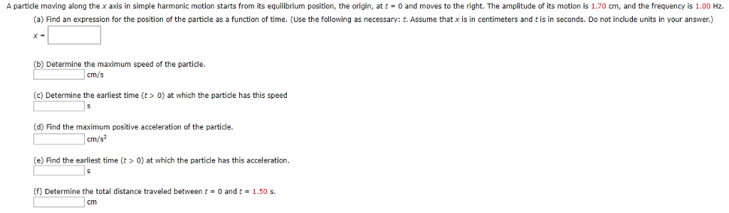 Solved A particle moving along the x axis in simple harmonic | Chegg.com