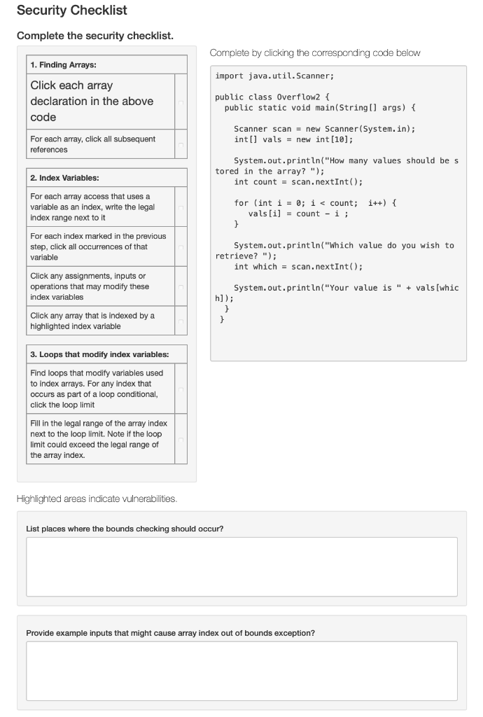 Solved Security Checklist Complete the security checklist. | Chegg.com