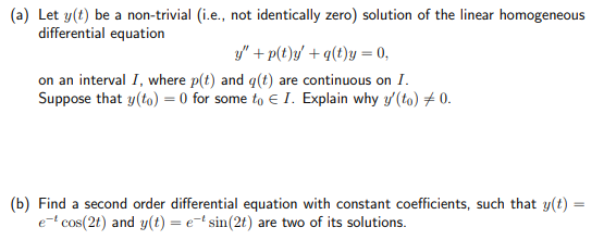 Solved (a) Let y(t) be a non-trivial (i.e., not identically | Chegg.com