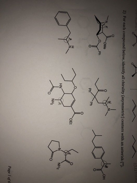 Solved 2) For each compound below, identify all chirality | Chegg.com