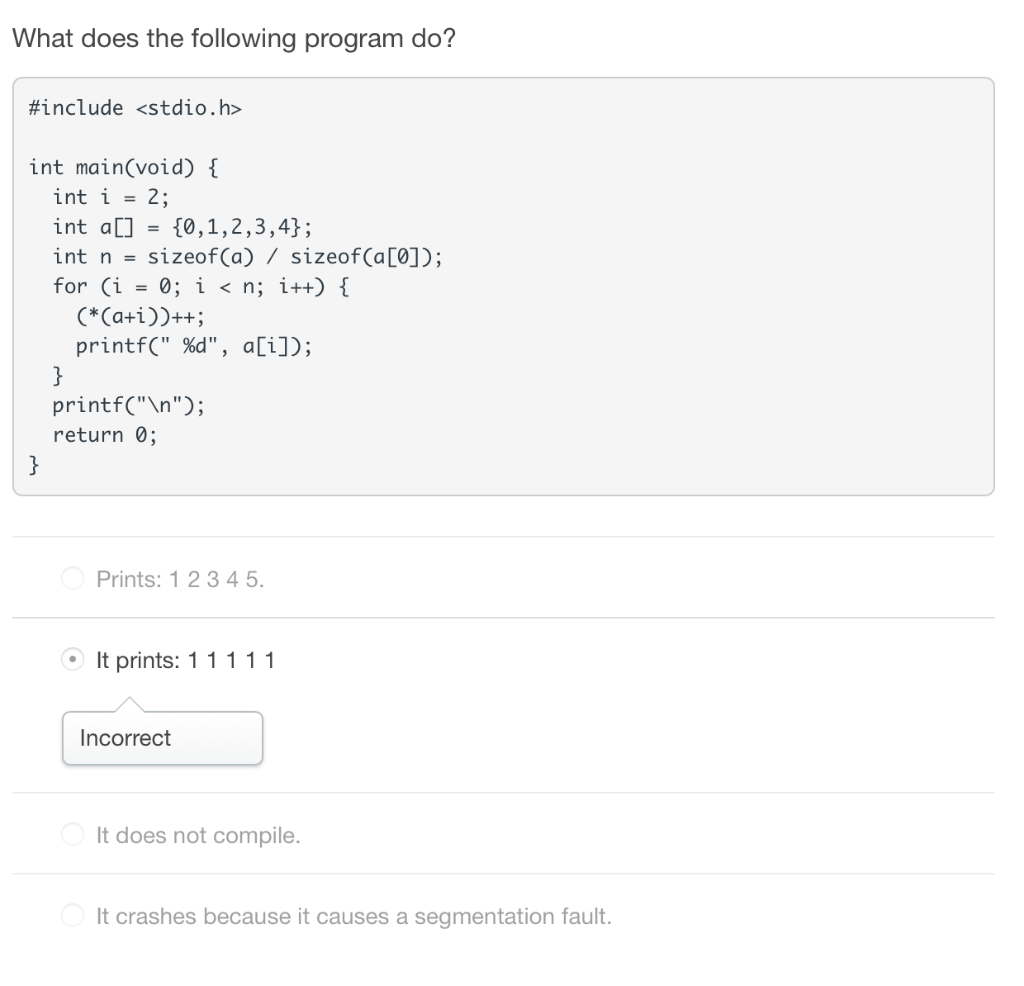 Solved What does the following program do? int main(void) { | Chegg.com