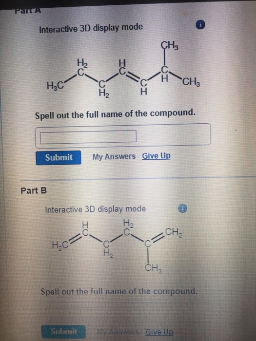 Solved Interactive 3D display mode 2 CH H2 Spell out the | Chegg.com
