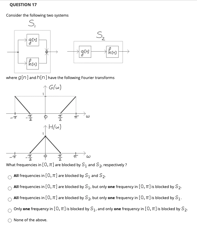 Solved QUESTION 17 Consider the following two systems S, S 1 | Chegg.com