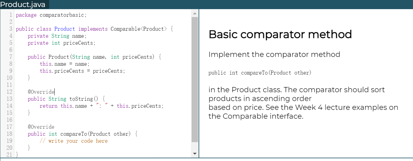 Solved package comparatorbasic; public class Product | Chegg.com