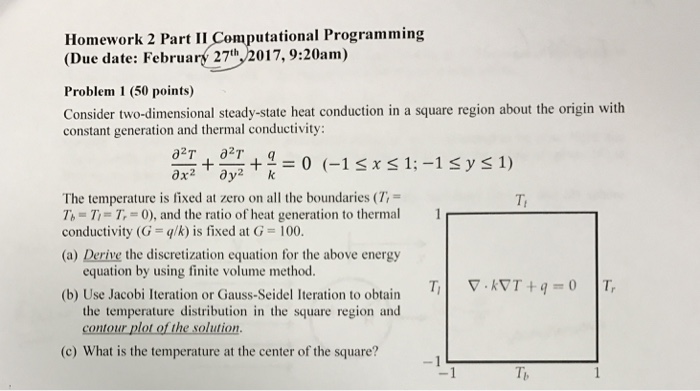 Solved Consider Two Dimensional Steady State Heat Conduction