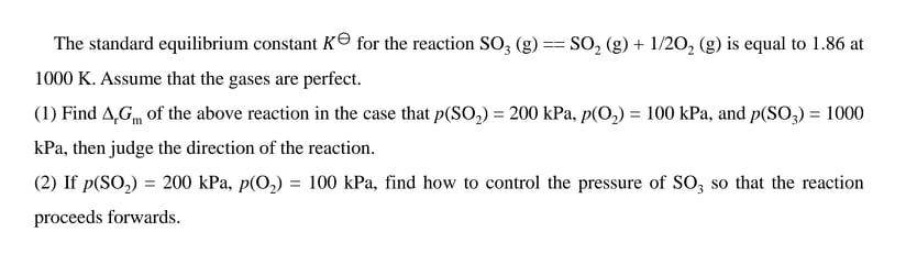 Solved The standard equilibrium constant for the reaction | Chegg.com