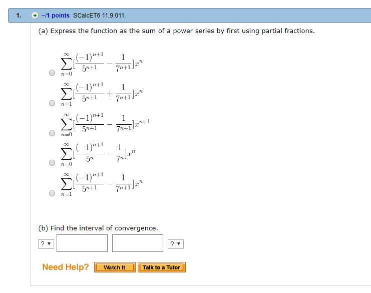 Solved 1. + -/1 points scalcET6 11.9.011 (a) Express the | Chegg.com