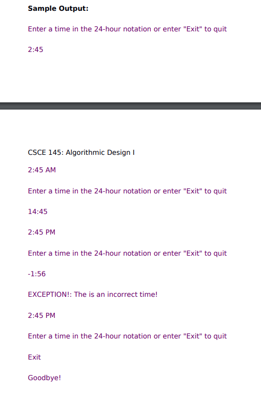 Solved Timeformatexceptionjava Write A Java Class Called 9947