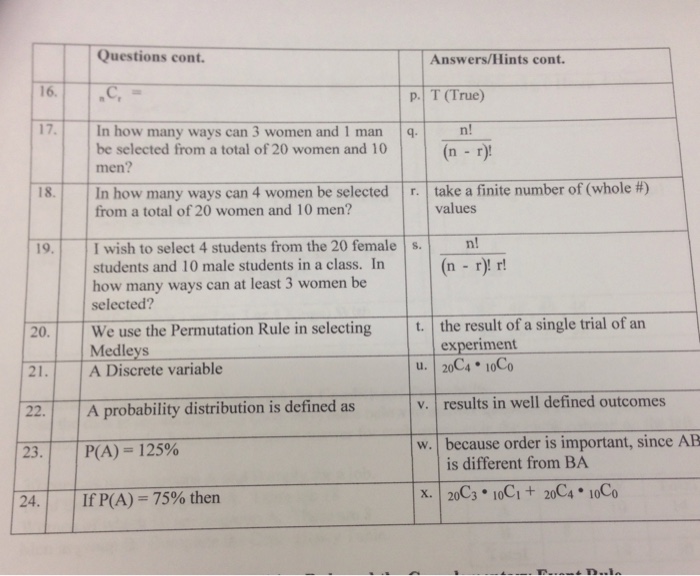 Solved Questions cont. _nC_r = In how many ways can 3 | Chegg.com