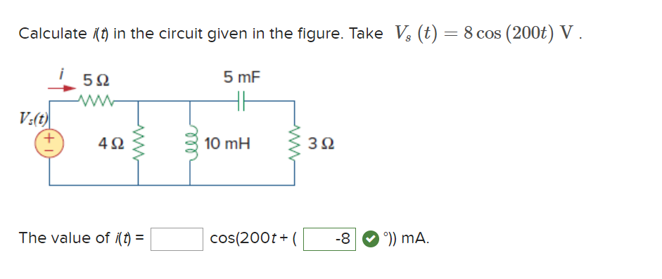 Solved Calculate i(t) in the circuit given in the figure. | Chegg.com
