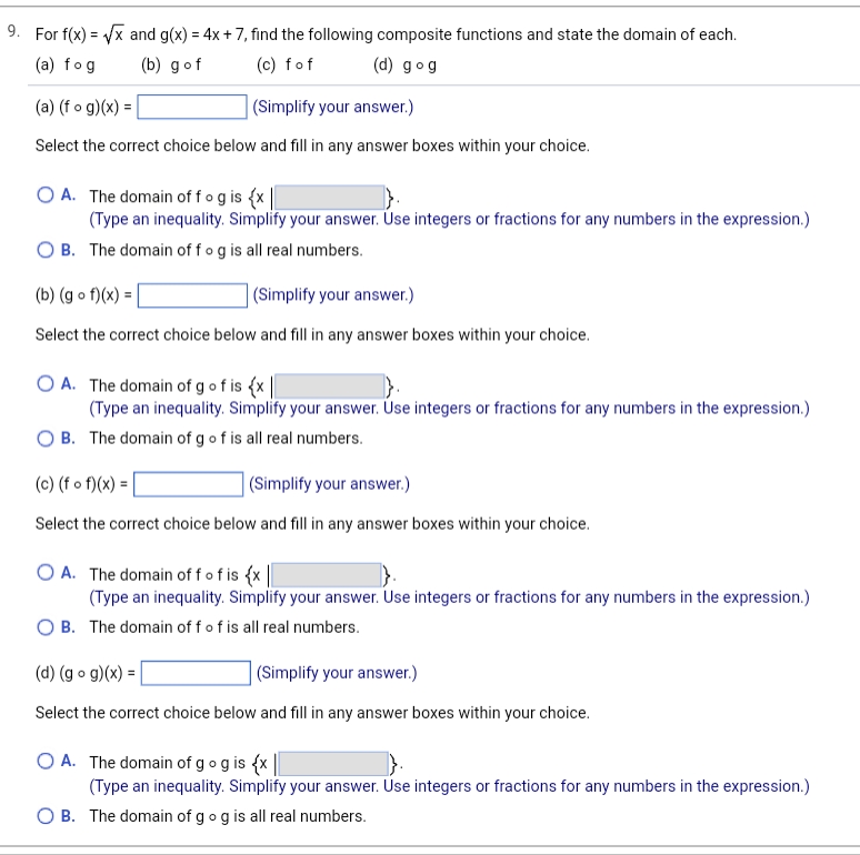 Solved For f(x)=x and g(x)=4x+7, find the following | Chegg.com