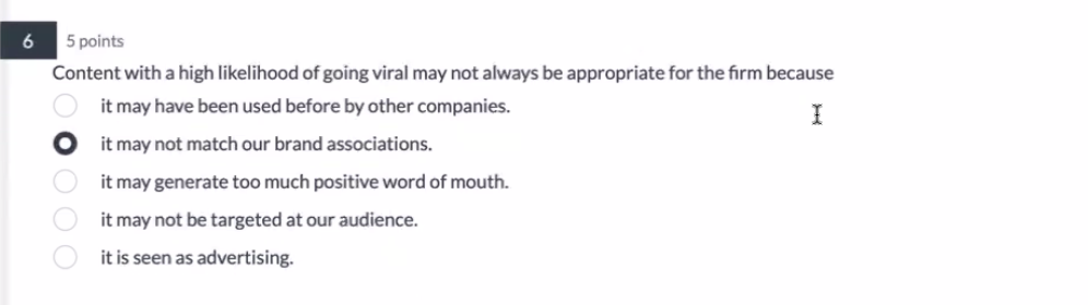 Solved 5 points Content with a high likelihood of going | Chegg.com