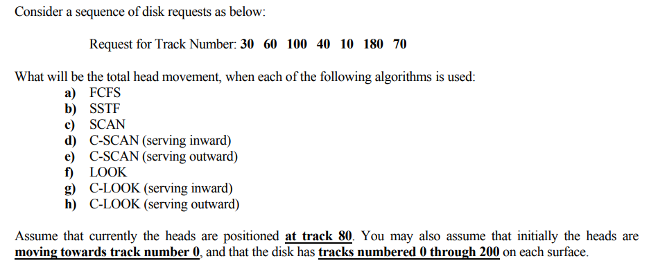 Solved Consider a sequence of disk requests as below: | Chegg.com
