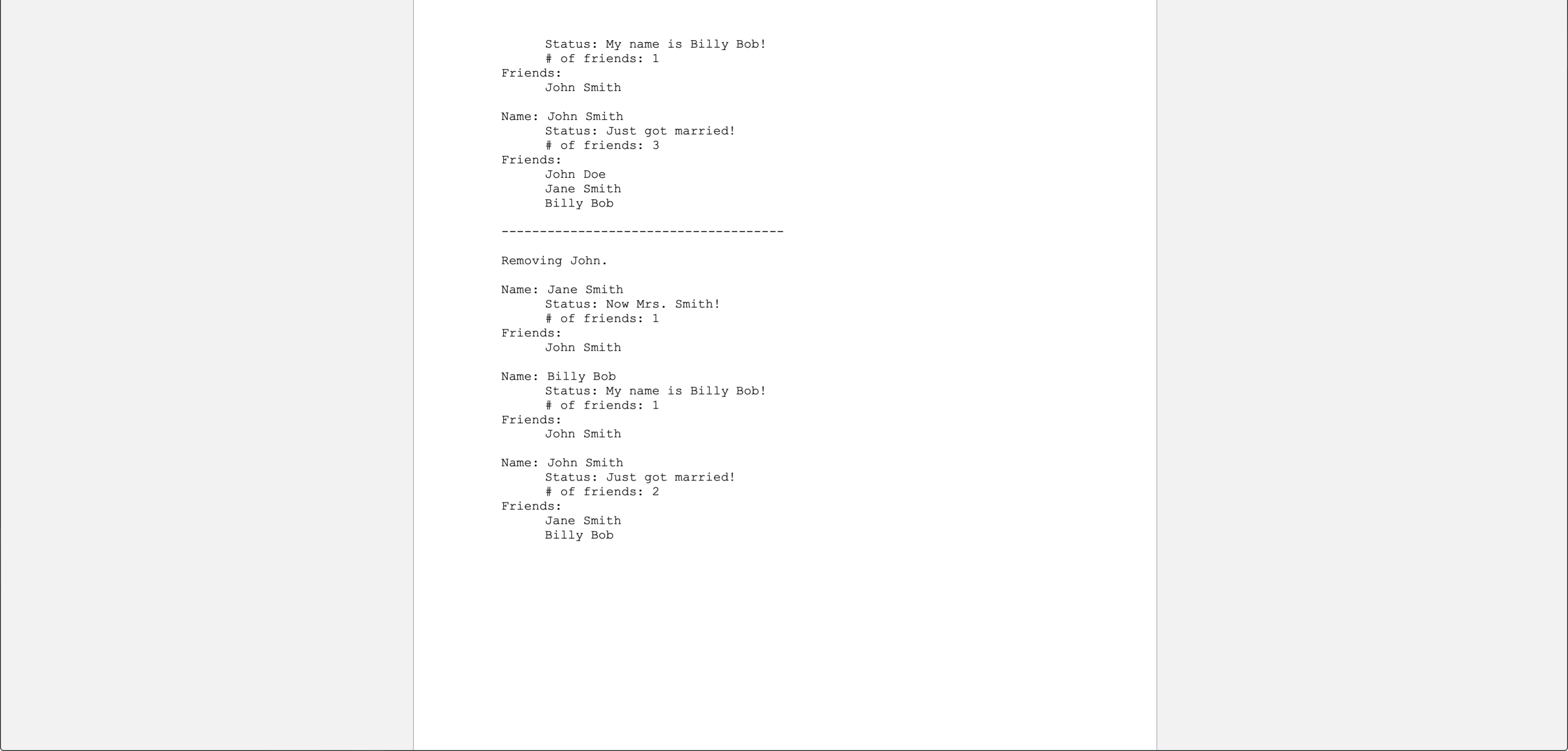 Solved Status: My name is Billy Bob! \# of friends: 1 | Chegg.com