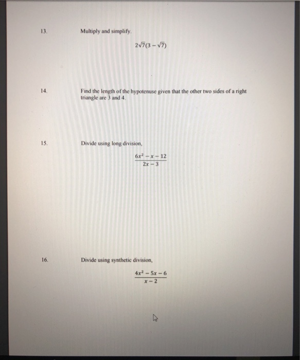 Solved 13. Multiply and simplify 14 Find the length of the | Chegg.com