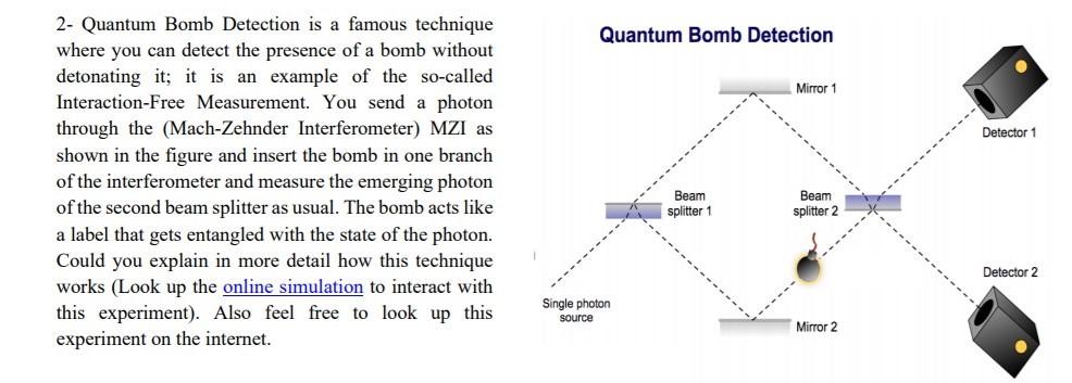 Solved Quantum Bomb Detection Mirror 1 Detector 1 2- Quantum | Chegg.com