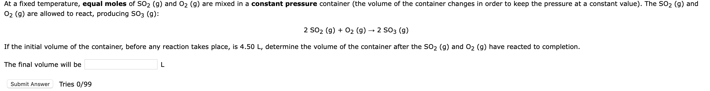 Solved At a fixed temperature, equal moles of SO2 (g) and 02 | Chegg.com