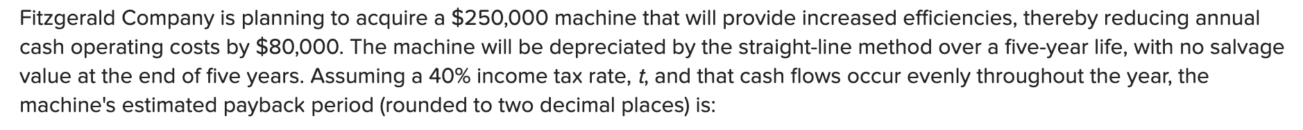 Solved Fitzgerald Company is planning to acquire a $250,000 | Chegg.com