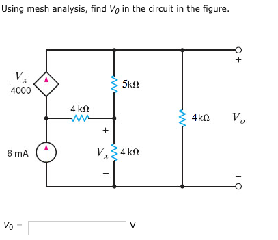 Solved Determine Vo in the network in the figure using loop | Chegg.com