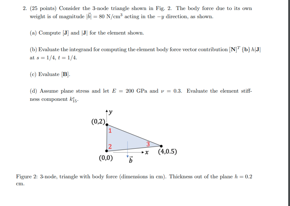Solved 2. (25 points) Consider the 3-node triangle shown in | Chegg.com