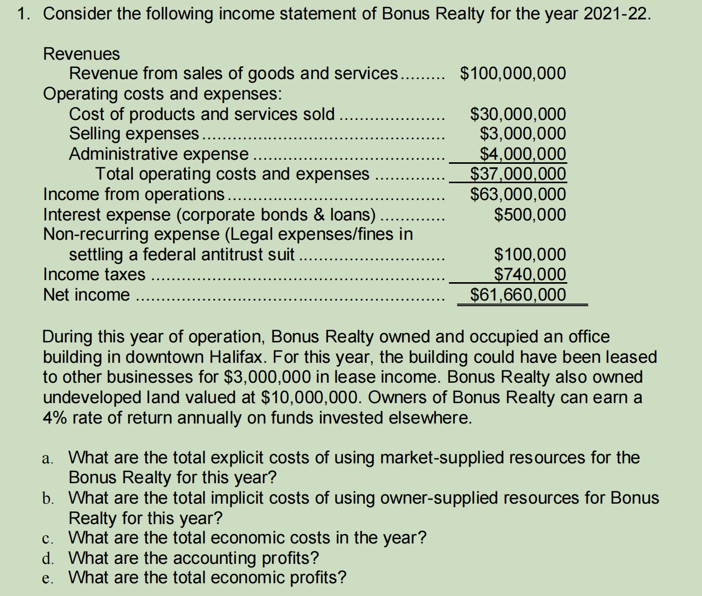 Solved Consider the following income statement of Bonus | Chegg.com