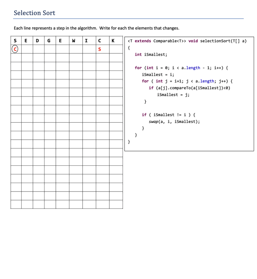 Solved Each line represents a step in the algorithm. Write | Chegg.com
