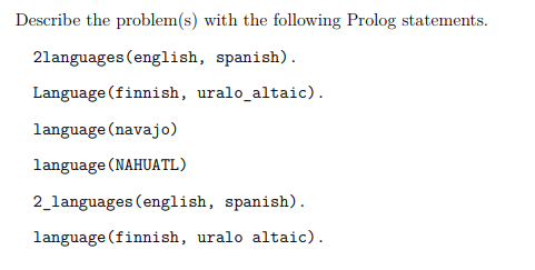 Solved Describe the problem(s) with the following Prolog | Chegg.com
