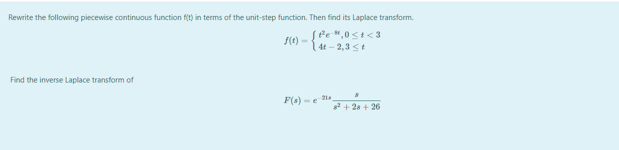 Solved Rewrite the following piecewise continuous function | Chegg.com