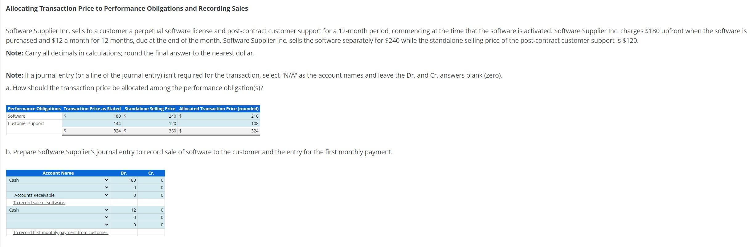 Solved Allocating Transaction Price to Performance | Chegg.com