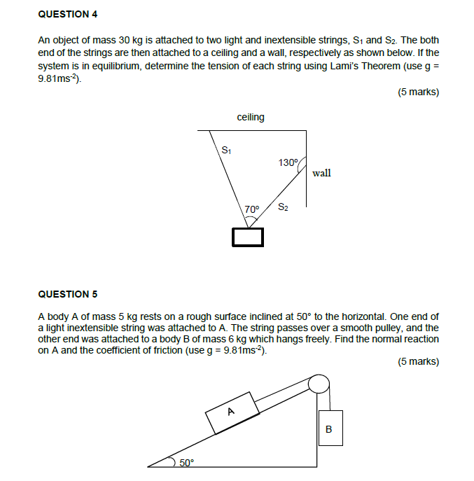 Solved An object of mass 30 kg is attached to two light and | Chegg.com