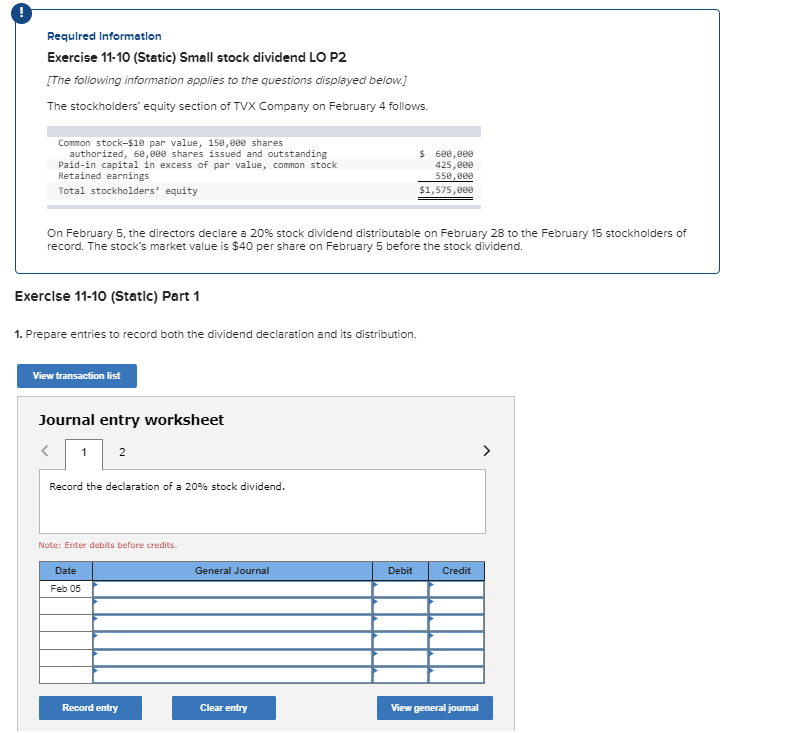 Solved Required Information Exercise 11-10 (Static) Small | Chegg.com