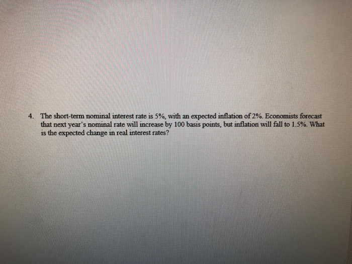 Solved The short-term nominal interest rate is 5%, with an | Chegg.com