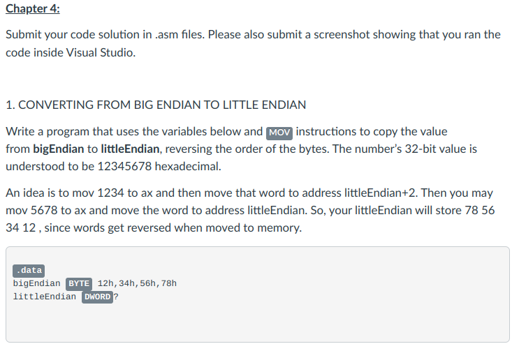 Solved Please use Assembly Language for X86 to solve this, | Chegg.com